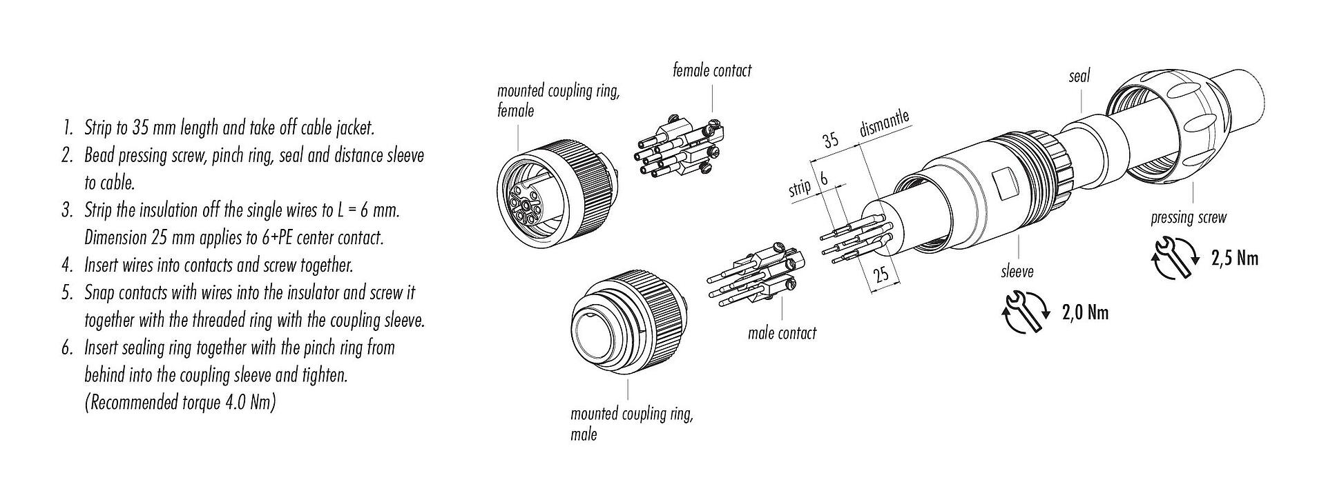 RD24, Male cable connector, IP67, unshielded, Contacts: 3+PE | 99 4221 ...