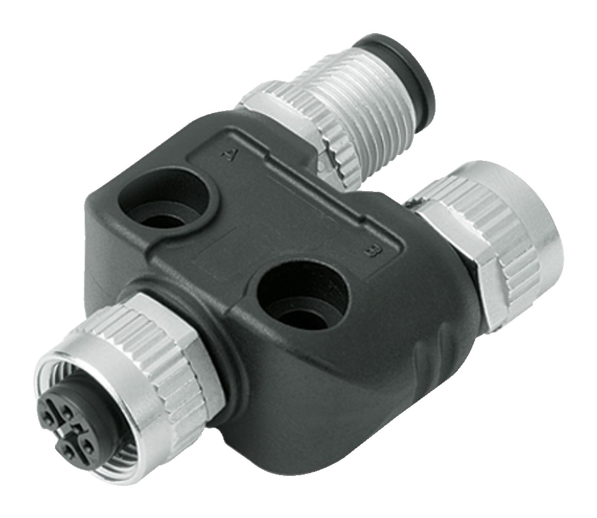 M12/M12,M12, Twin distributors Y-distributor, male connector - 2 female ...