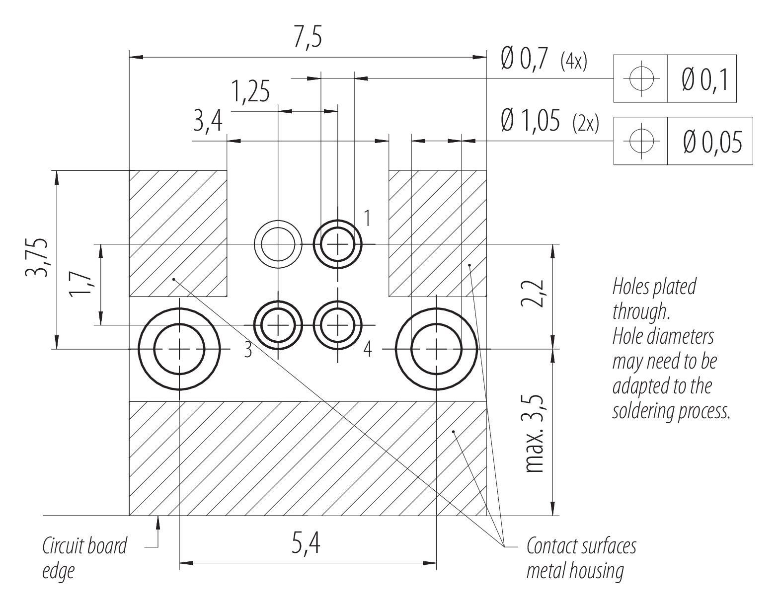 M5, Male angled panel mount connector, IP68, shieldable, Contacts: 3 ...