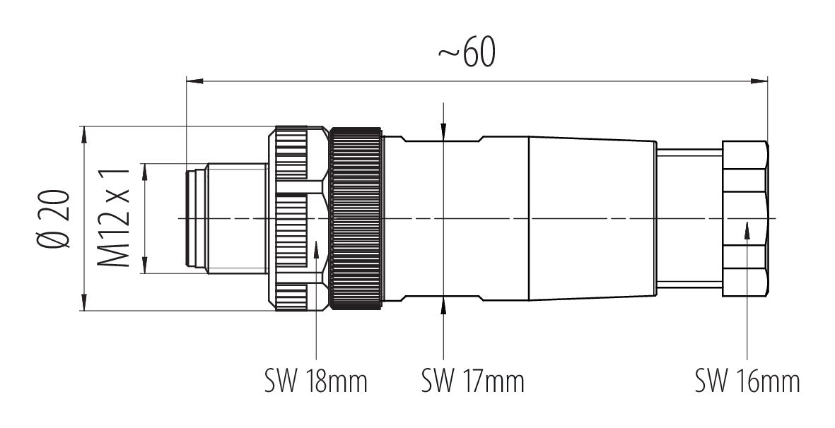 M12, Conector de cable macho, IP67, sin blindaje, Número de contactos ...