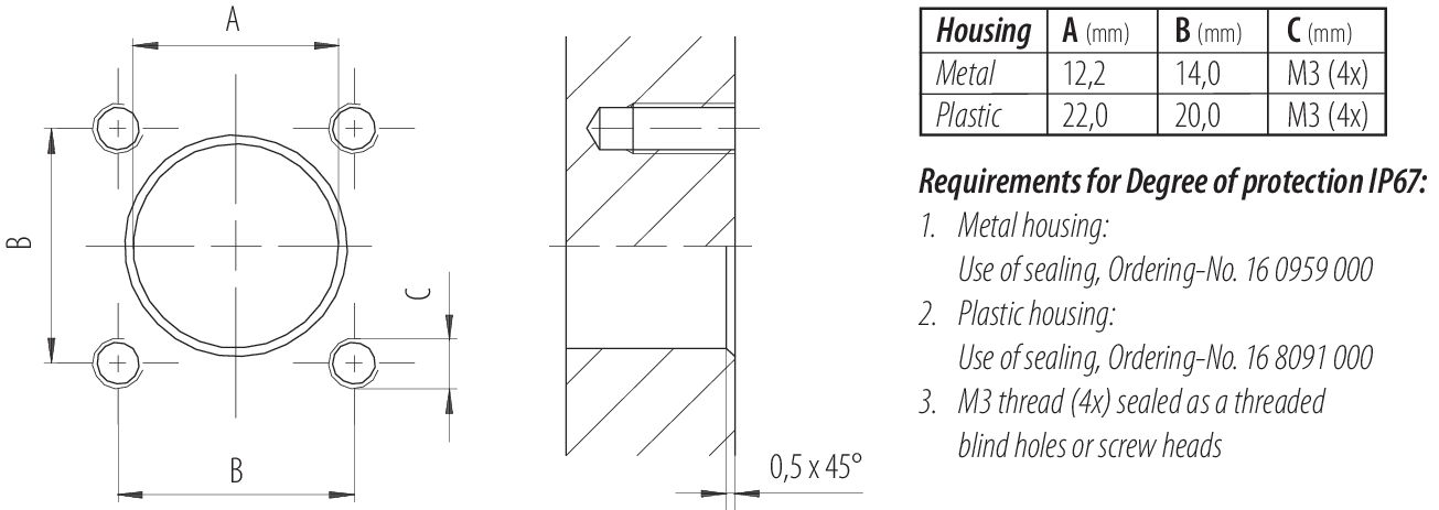 M12, Square male panel mount connector, IP40, unshielded, Contacts: 5 ...