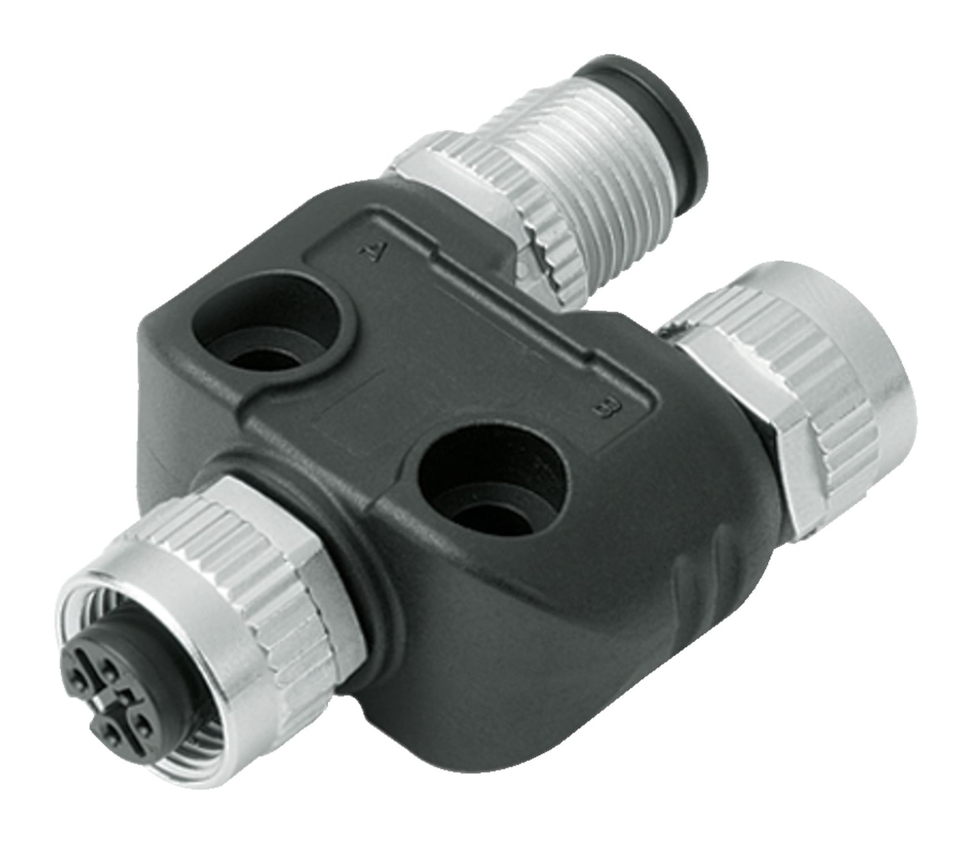 M12/M12,M12, Twin distributors Y-distributor, male connector - 2 female ...