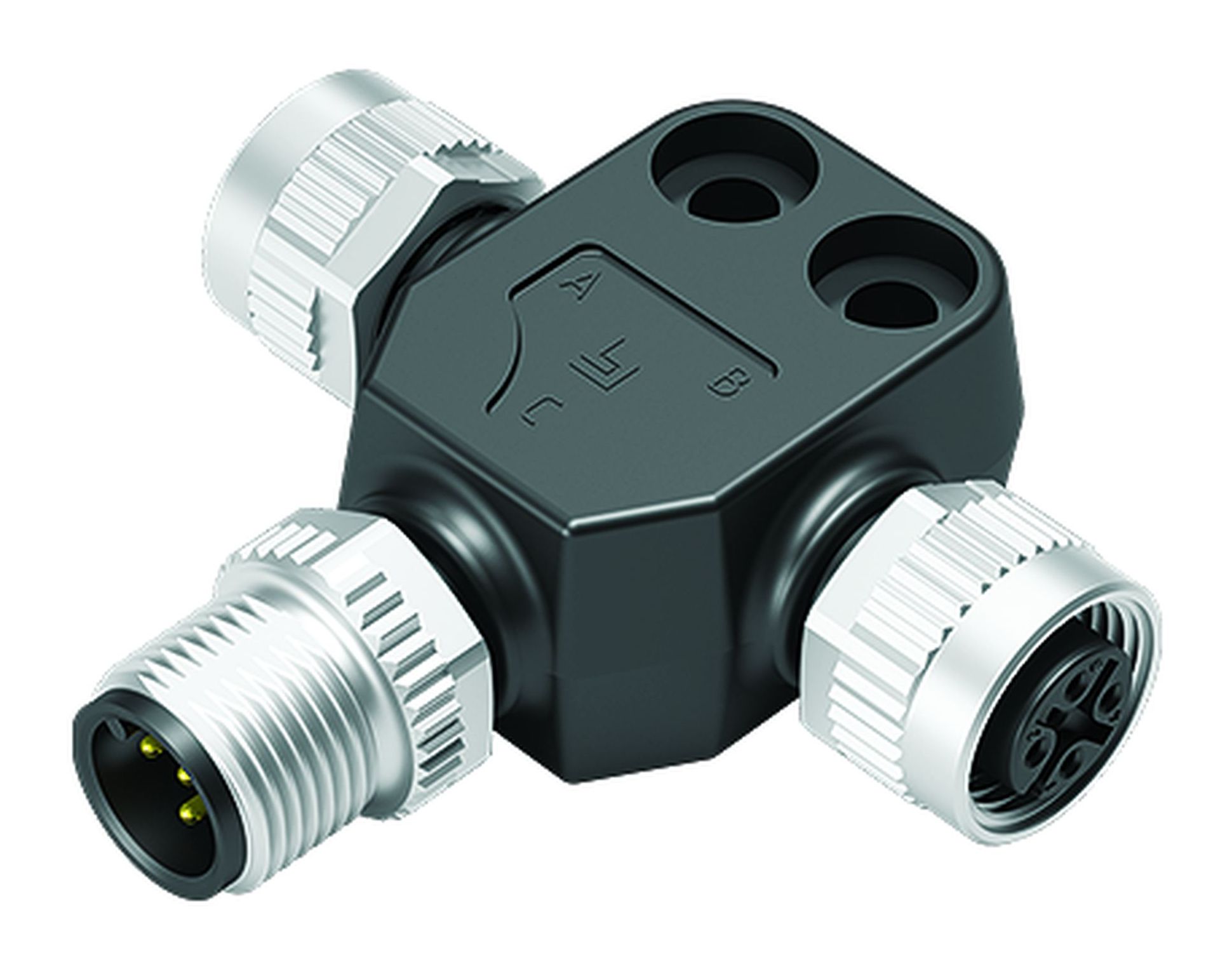 M12/M12,M12, Twin distributors, T-distributor, male connector - 2 ...
