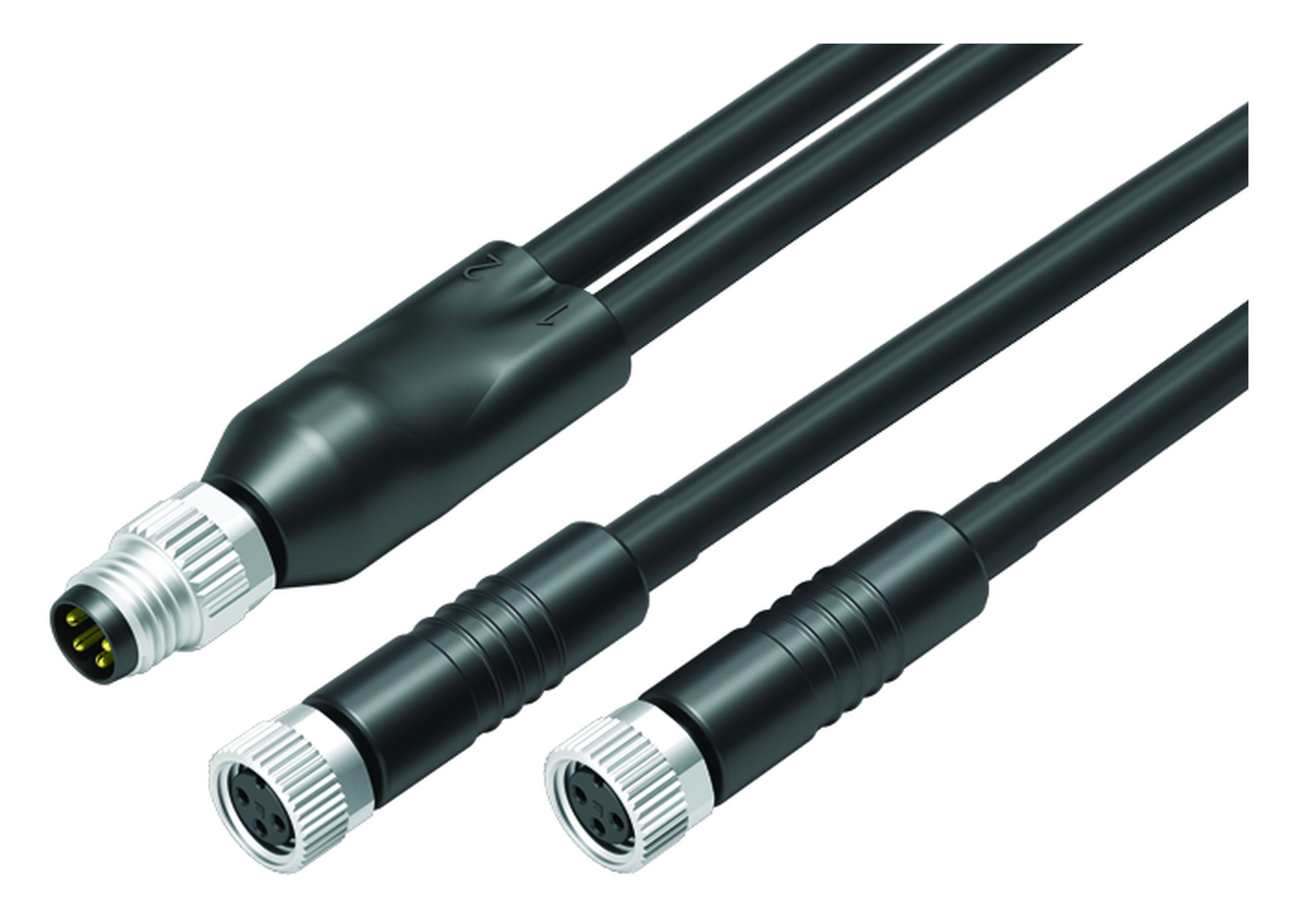 M8/M8,M8, Conector dúo macho - 2 conector de cable hembra, IP67, sin ...